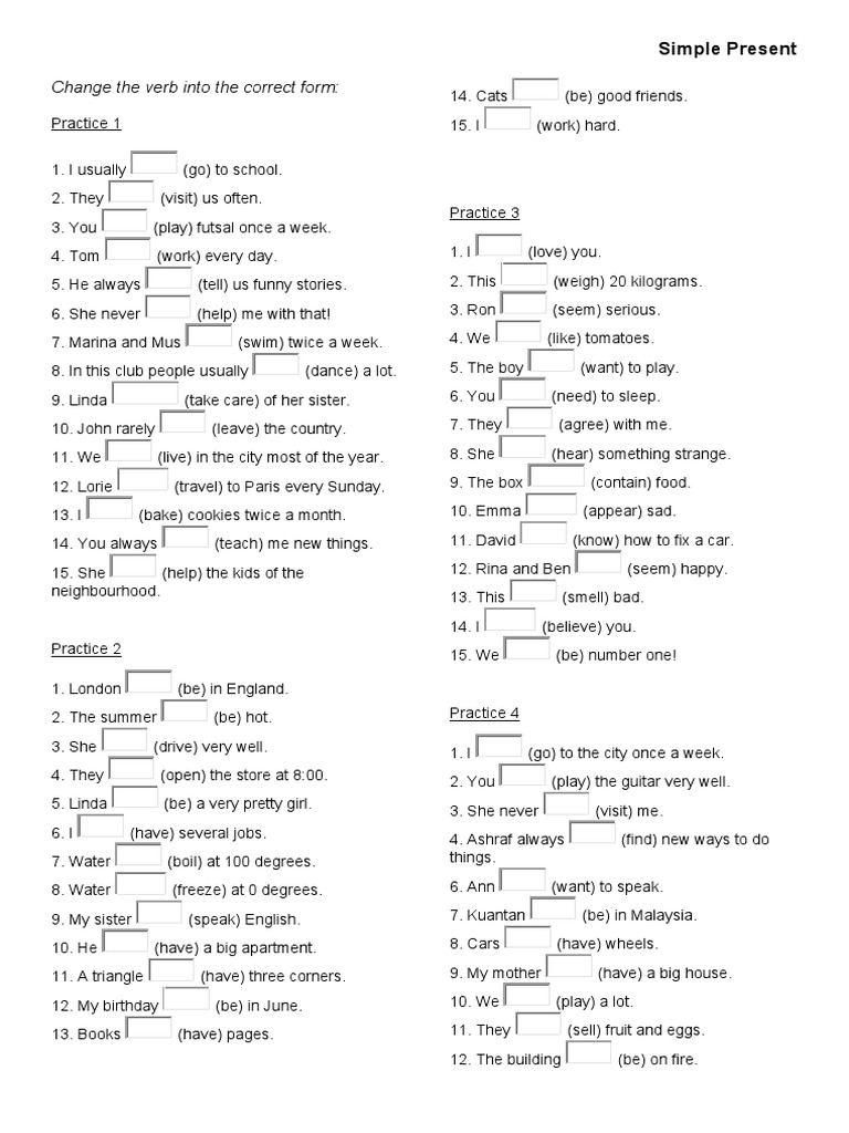 Change The Verb Into The Correct Form | PDF