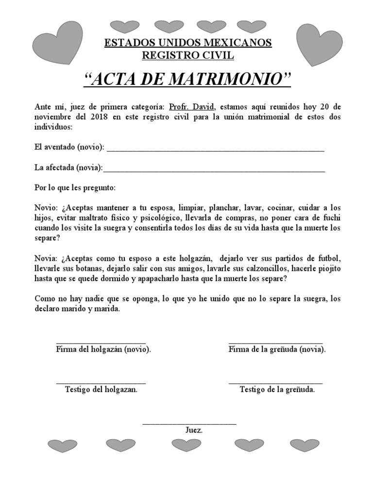 Acta de Matrimonio Kermese | PDF