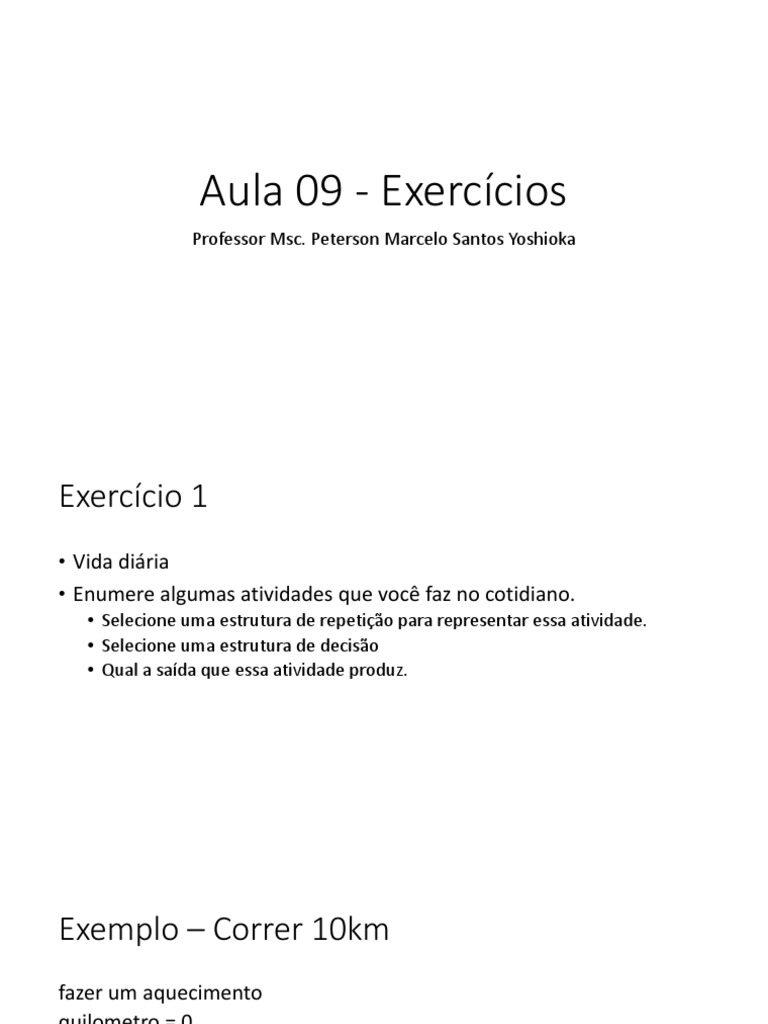 Aula 09 - Exercícios | PDF | Negócios | Computadores