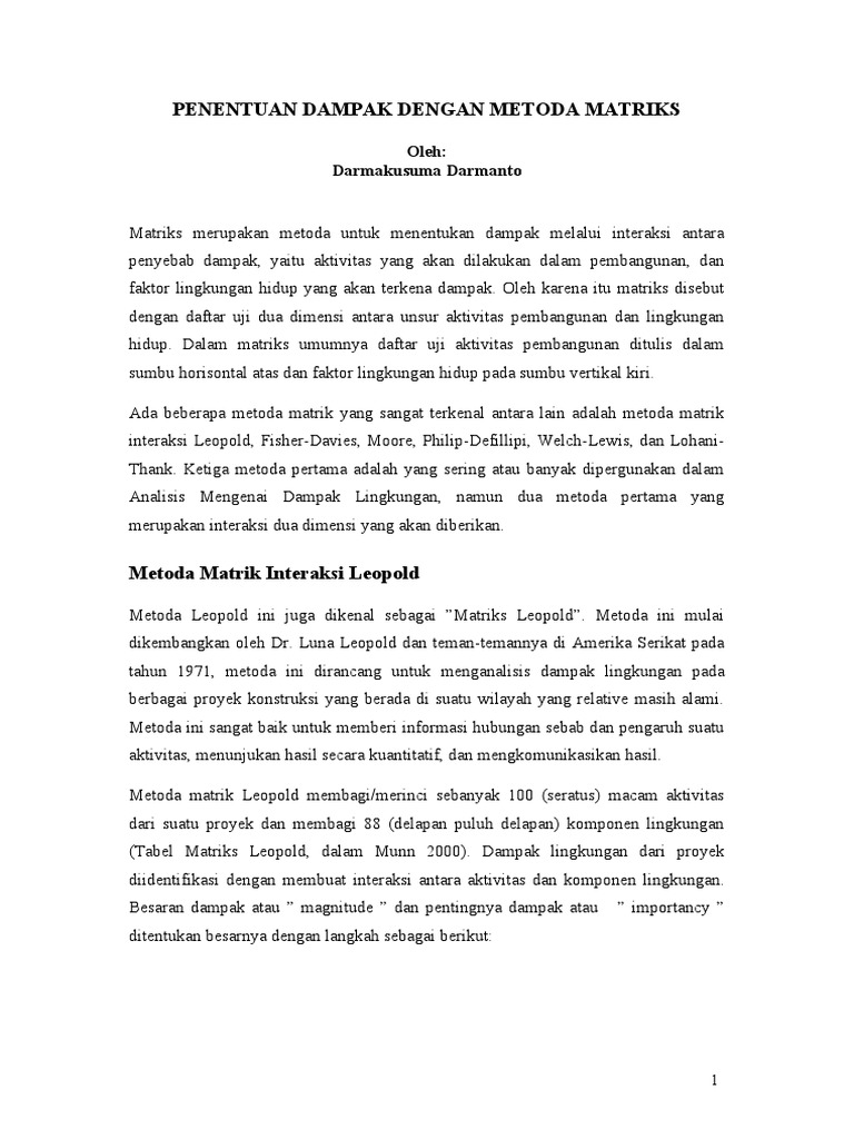 Metode Matrik | PDF | Metode & Bahan Ajar