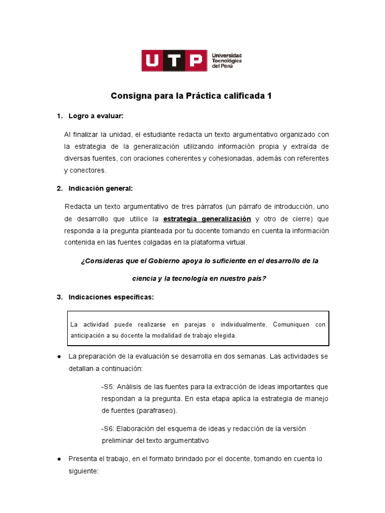 AL01 PC1Consigna 23C1M | PDF | Evaluación | Información