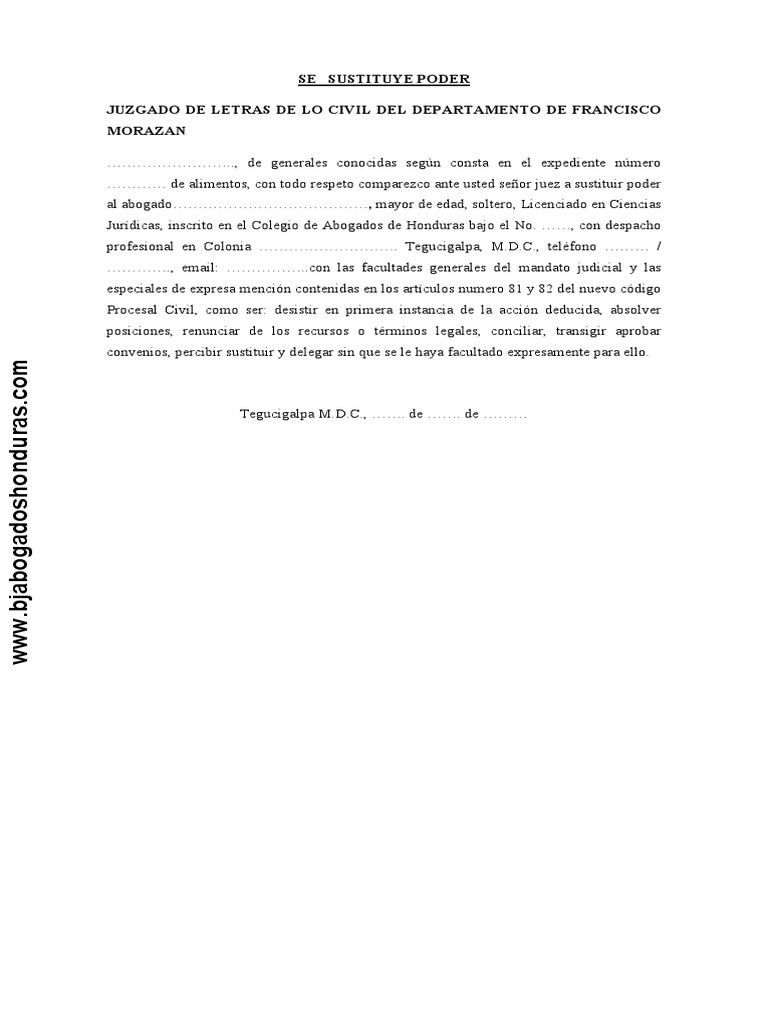 Modelo de Sustitución de Poder Legal | PDF