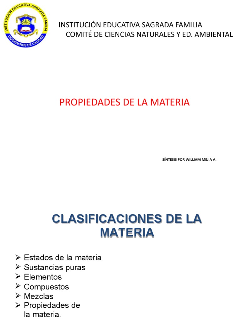 Propiedades de La Materia PPT | PDF | Mezcla | Sustancias químicas