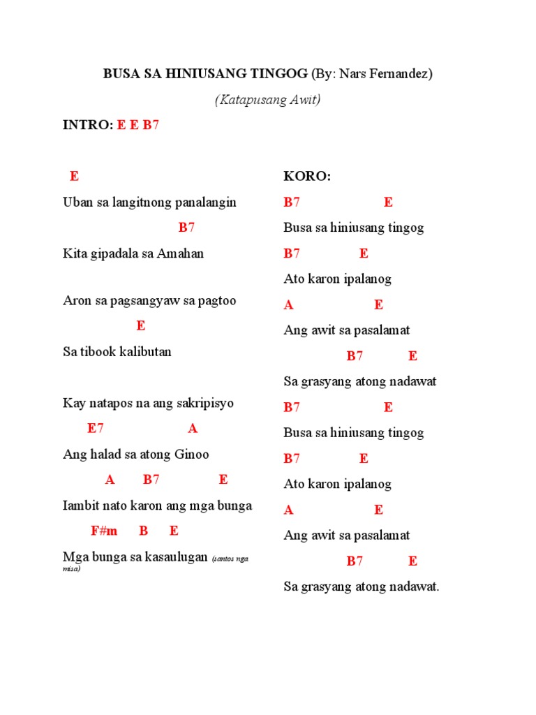Busa Sa Hiniusang Tingog (Katapusang Awit) | PDF Busa Sa Hiniusang Tingog (Katapusang Awit) | PDF