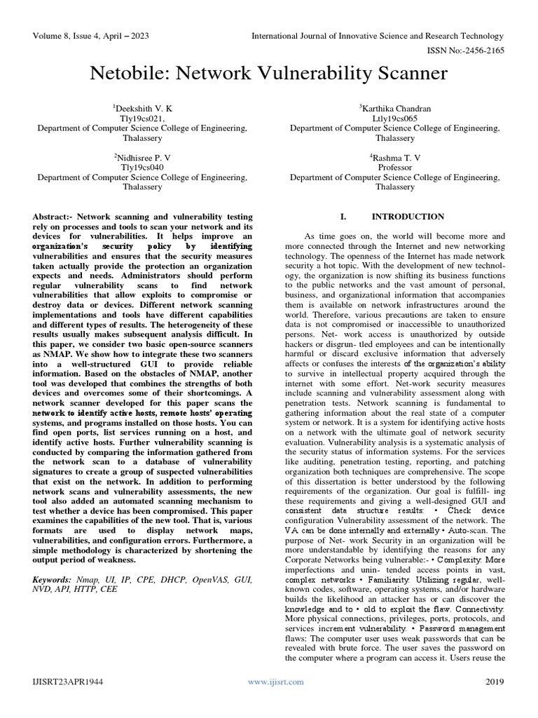 Netobile Network Vulnerability Scanner | Download Free PDF | Vulnerability (Computing ...