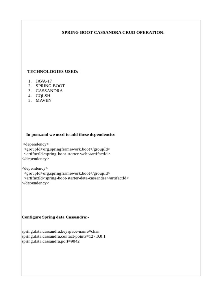 Spring Boot Cassandra Crud Pdf Information Technology Computer Science