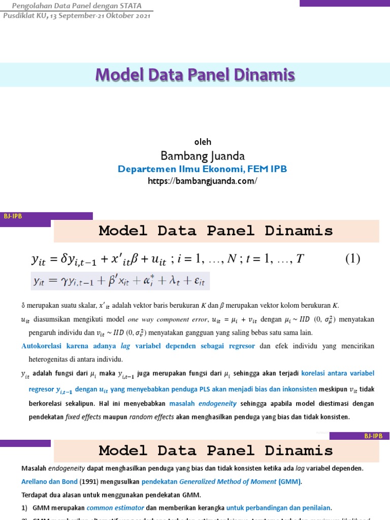 Estimasi Model GMM untuk Data Panel | PDF | Metode & Bahan Ajar