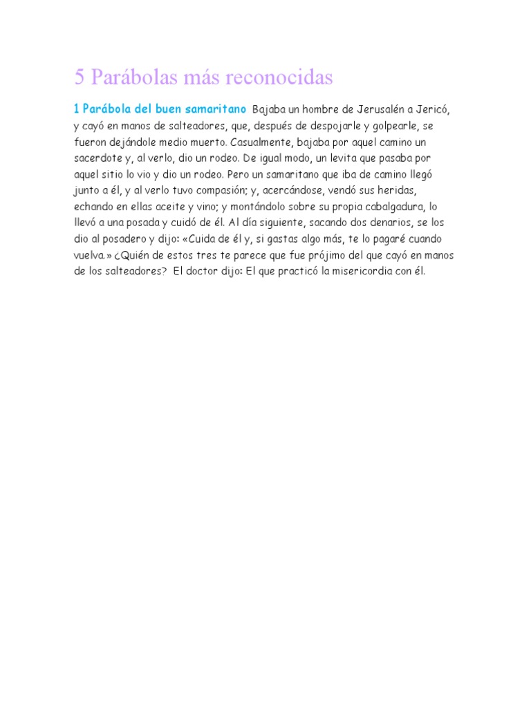 5 Parábolas Más Reconocidas | PDF