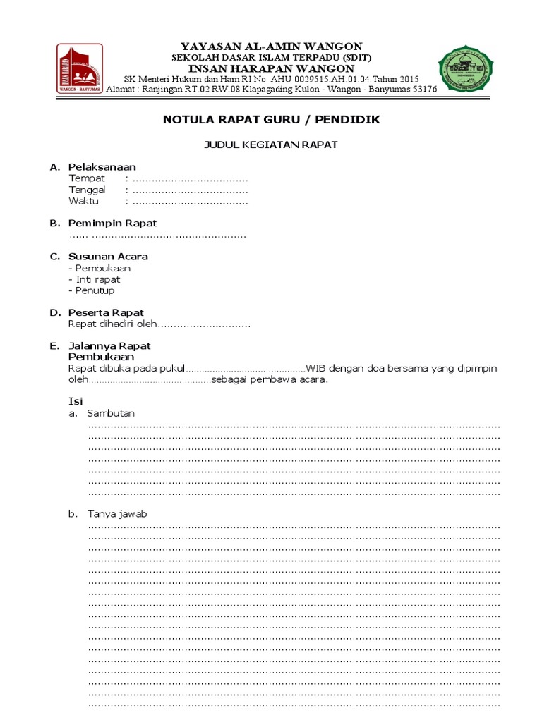 Notula Rapat | PDF