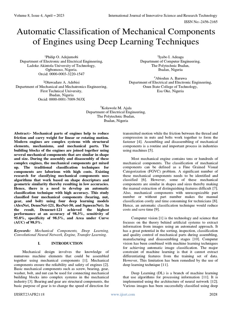 Automatic Classification of Mechanical Components of Engines Using Deep ...