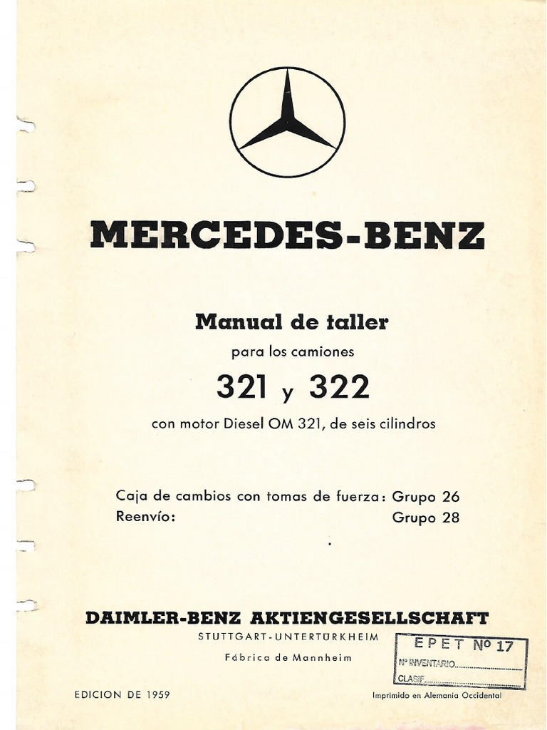 Manual de Taller Caja Mercedes Benz 321-322 PDF | PDF