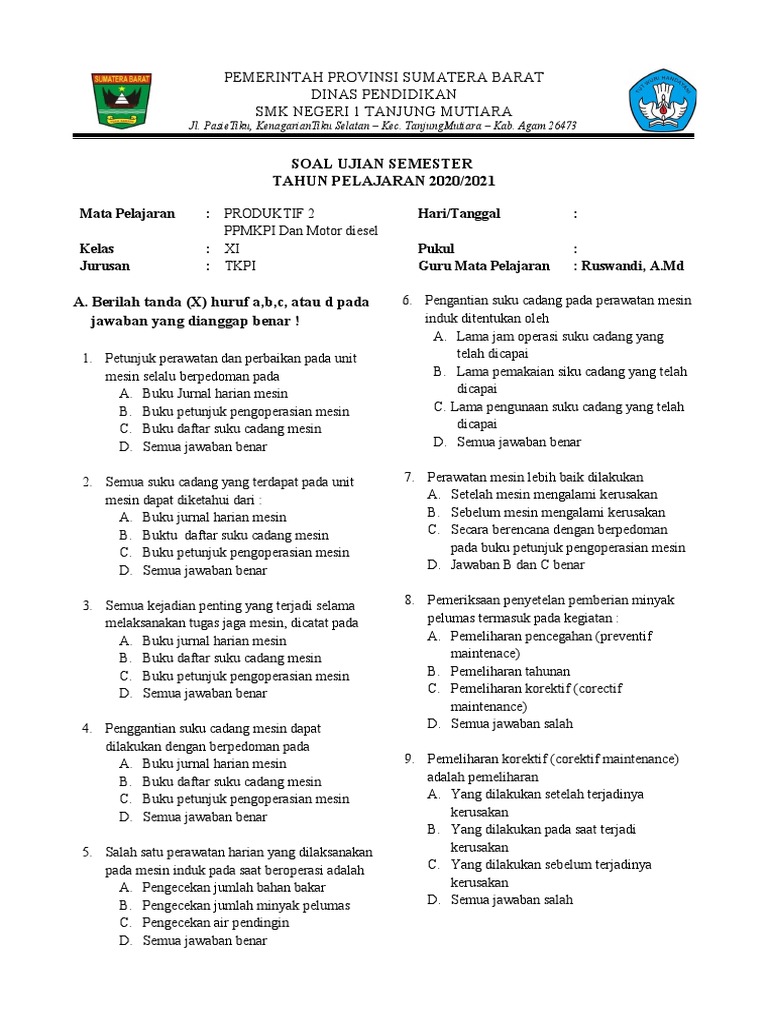 PPMKPI Dan Motor Diesel Kelas XI TKPI | PDF | Teknologi & Rekayasa