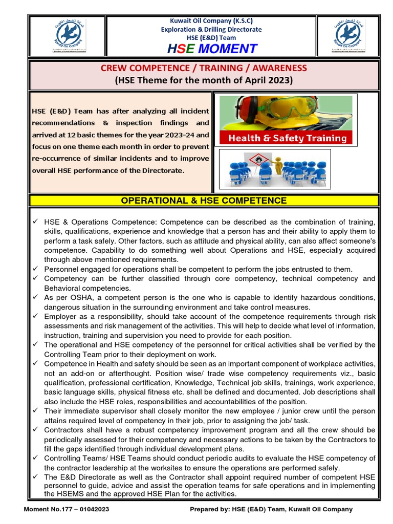 HSE Competence & Training Guide | PDF | Business