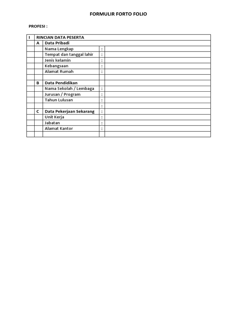 FORMULIR FORTO FOLIO | PDF