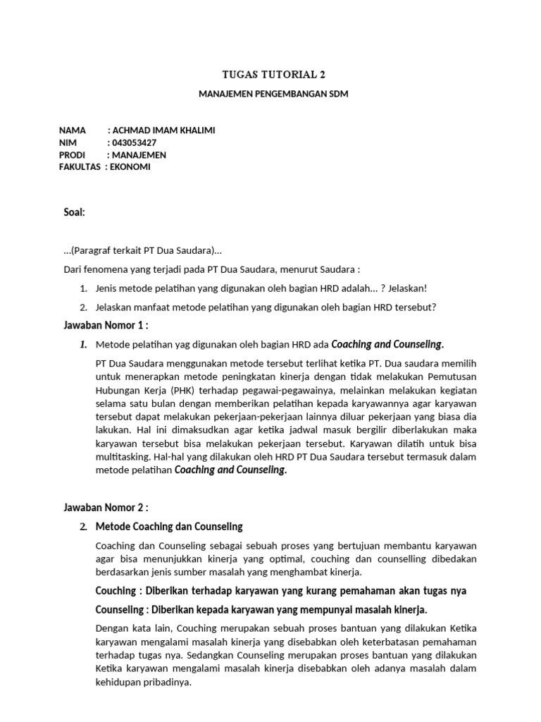 TT2 Pengembangan SDM - 043053427 | PDF