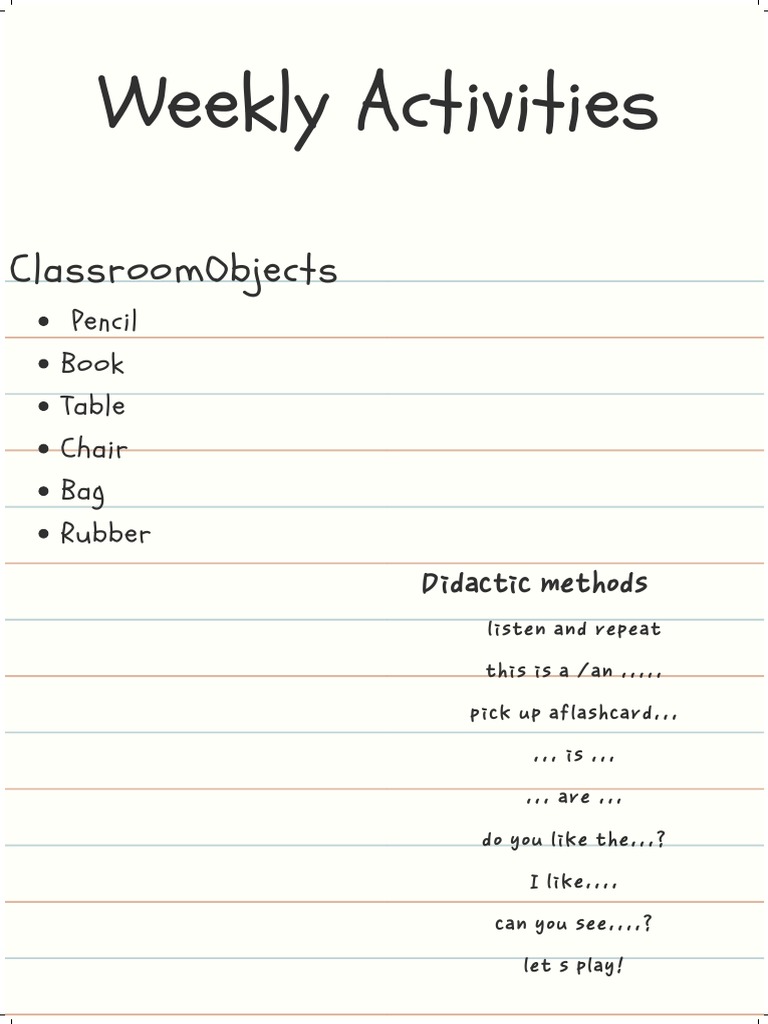 Classroom Objects PDF | PDF