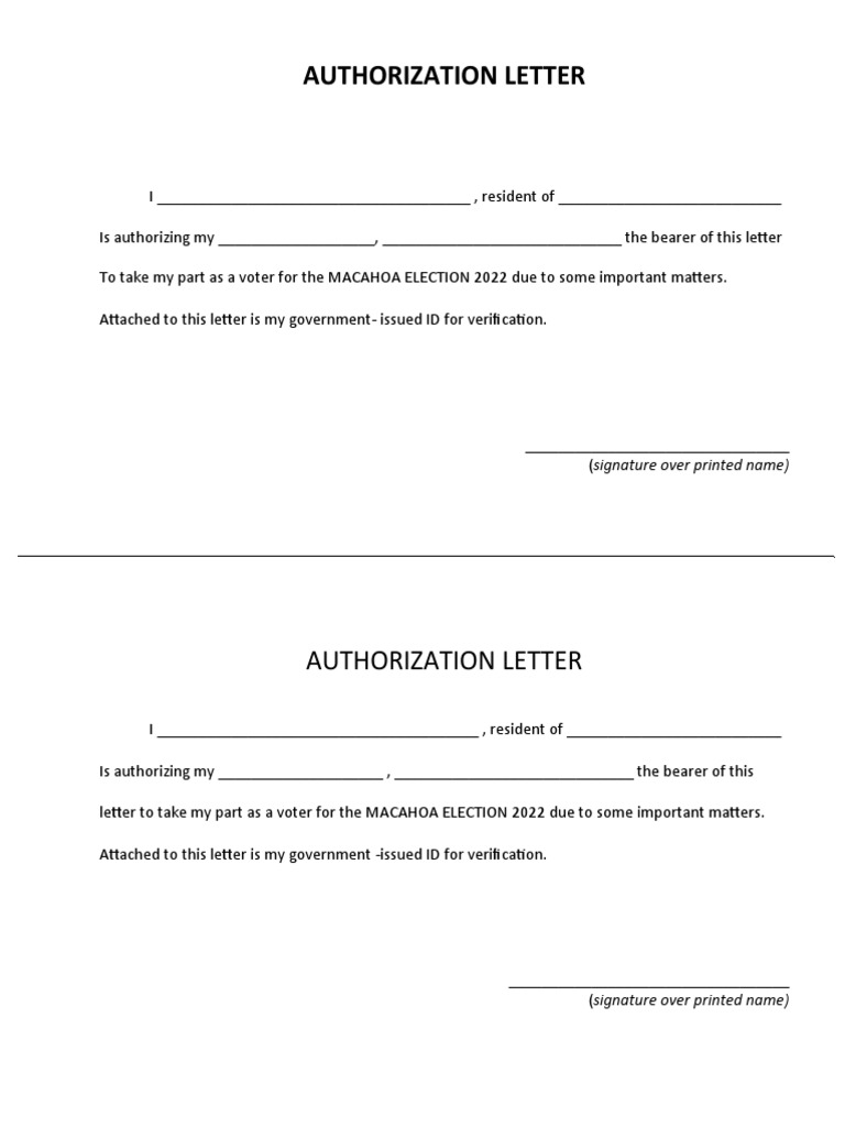 Authorization Letter for Voter's Certificate | PDF