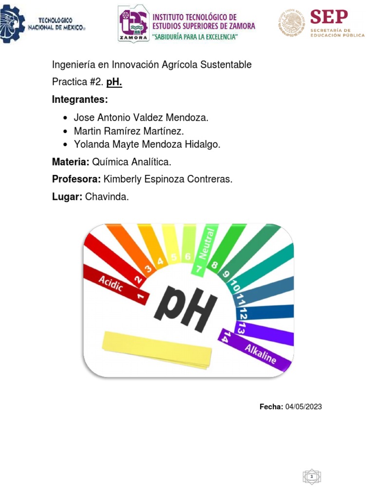 Practica No.2. PH PDF | PDF | Ph | Ciencias fisicas