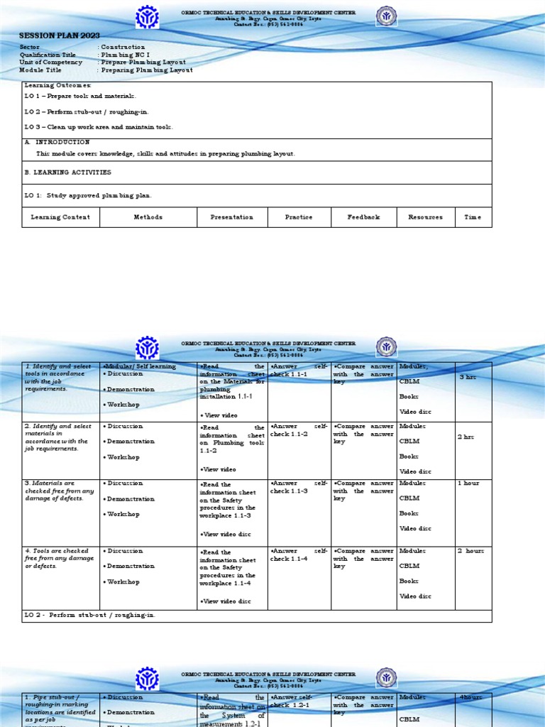 Core Session Plan | PDF | Pipe (Fluid Conveyance) | Learning