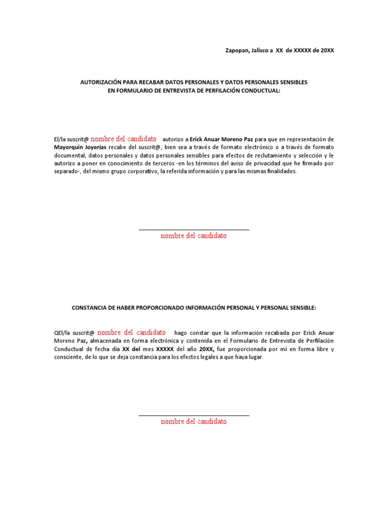 Formato Aviso de Privacidad | PDF | Privacidad