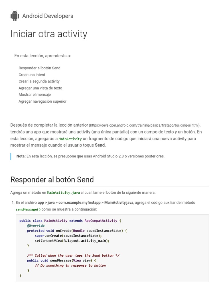 Manejo de onCreate en Android Studio | PDF