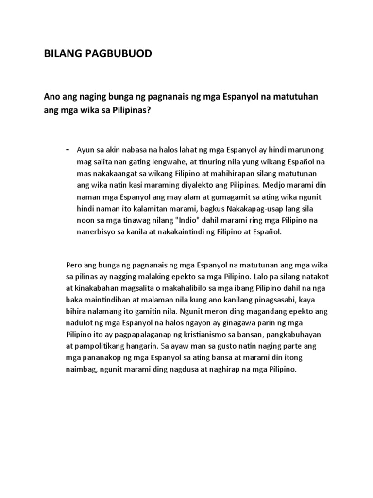 Bilang Pagbubuod | PDF