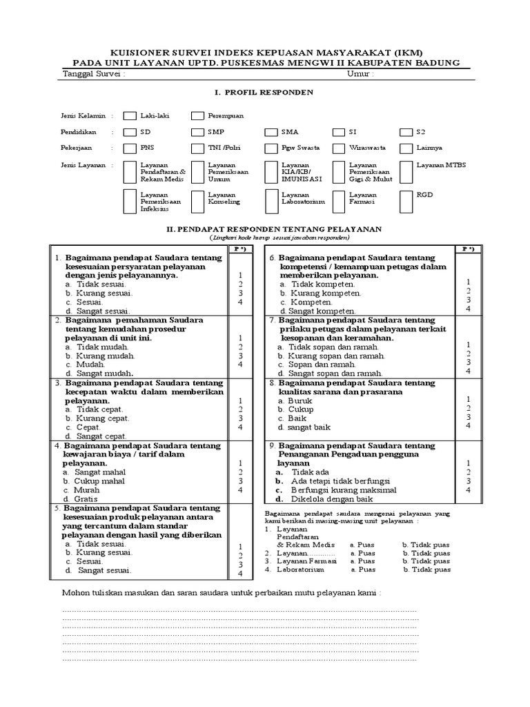 Form Survey Ikm | PDF