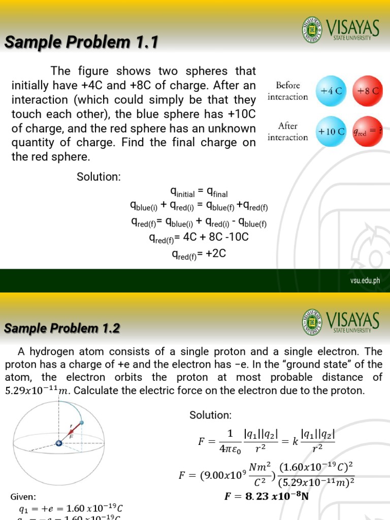 1.1 Sample Problems PDF | PDF | Electric Charge | Proton