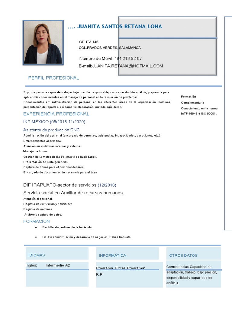 Juanita Retana CV PDF | PDF | Business | Informática