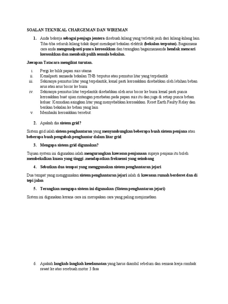Koleksi Soalan Dan Jawapan Chargeman | PDF