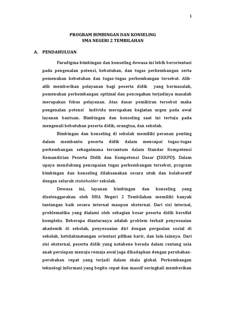 Program BK Sman 2 Tembilahan Kelas 10 | PDF
