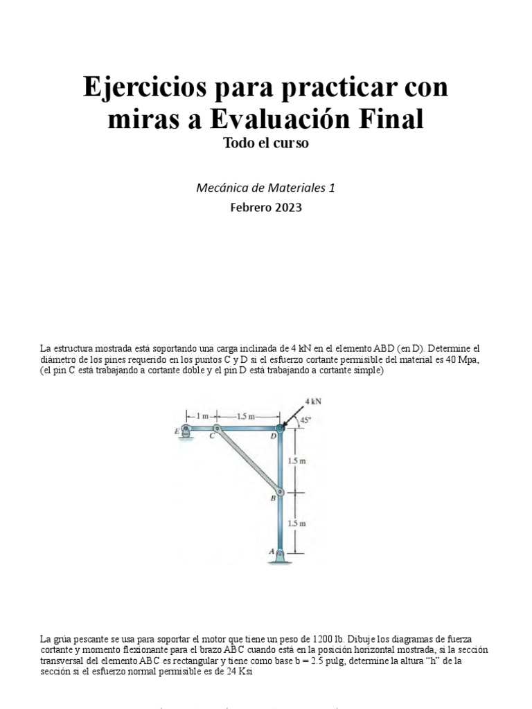 Ejercicios para practicar con miras al Final Verano MM1 2023 (1).pptx | PDF