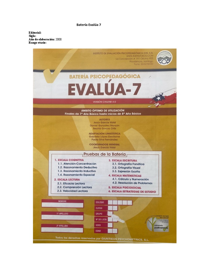 Evalua 7 | PDF | Inteligencia | Aprendizaje
