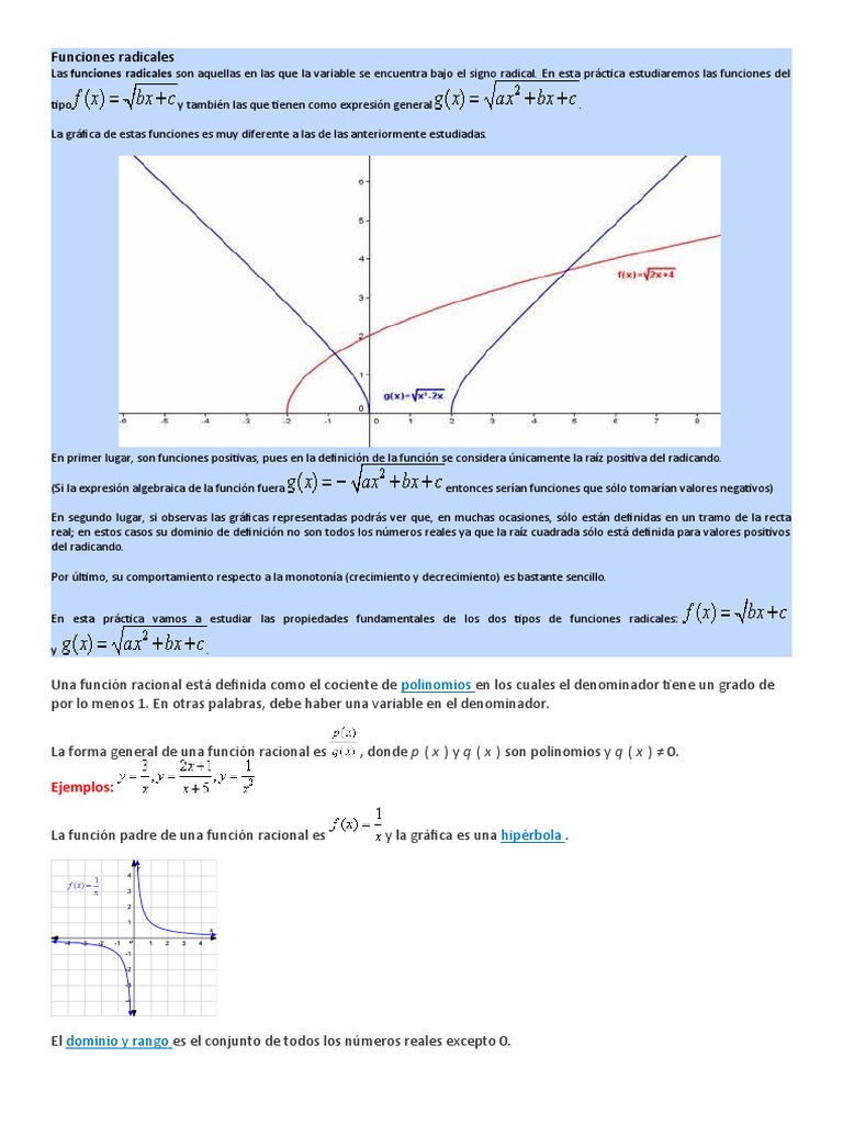 Funciones Radicales | PDF | Función (Matemáticas) | Asíntota