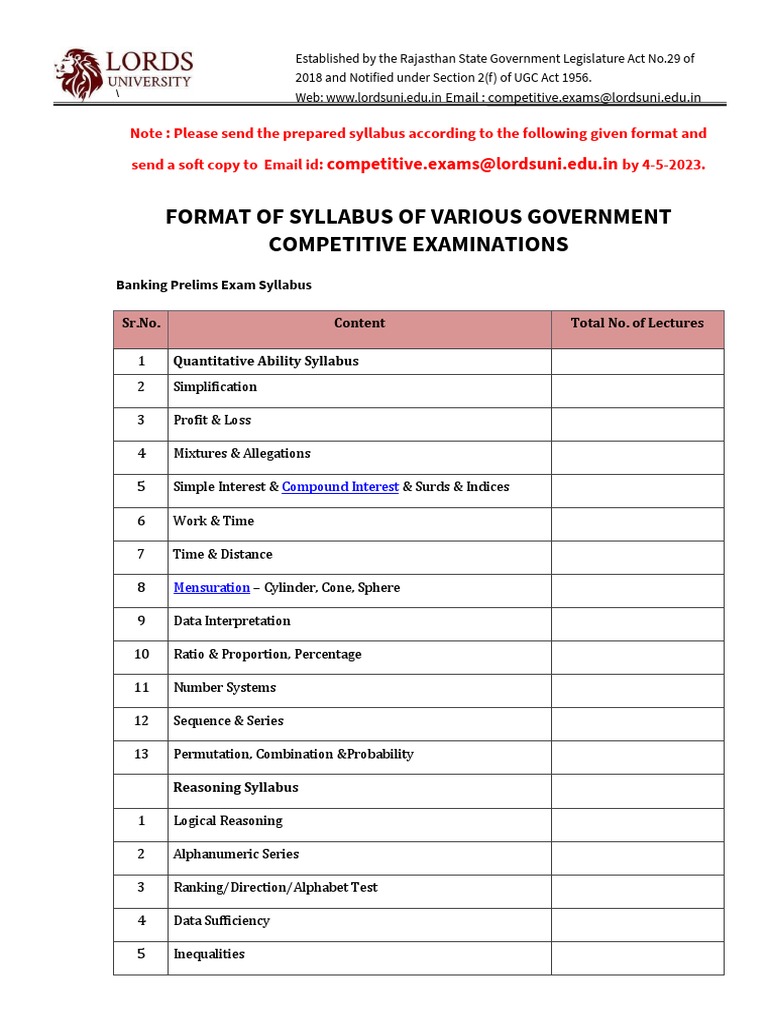 Banking Syllabus of Comp Exam | PDF | Computing