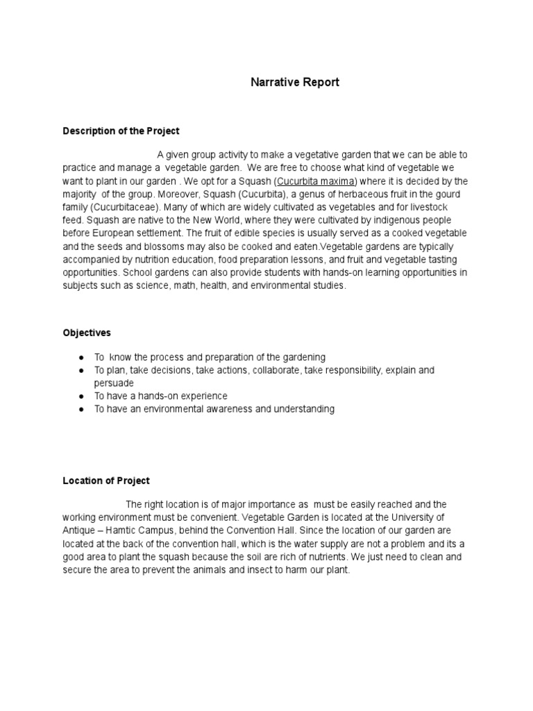 Narrative Report. Gaden | PDF | Cucurbita | Vegetables