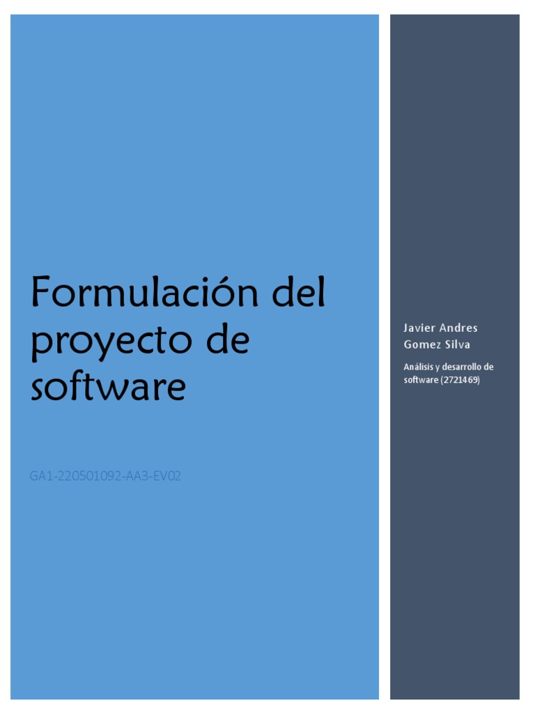 GA1 220501092 AA3 EV02 Formulación Del Proyecto de Software | PDF | Software | Ingeniería de ...