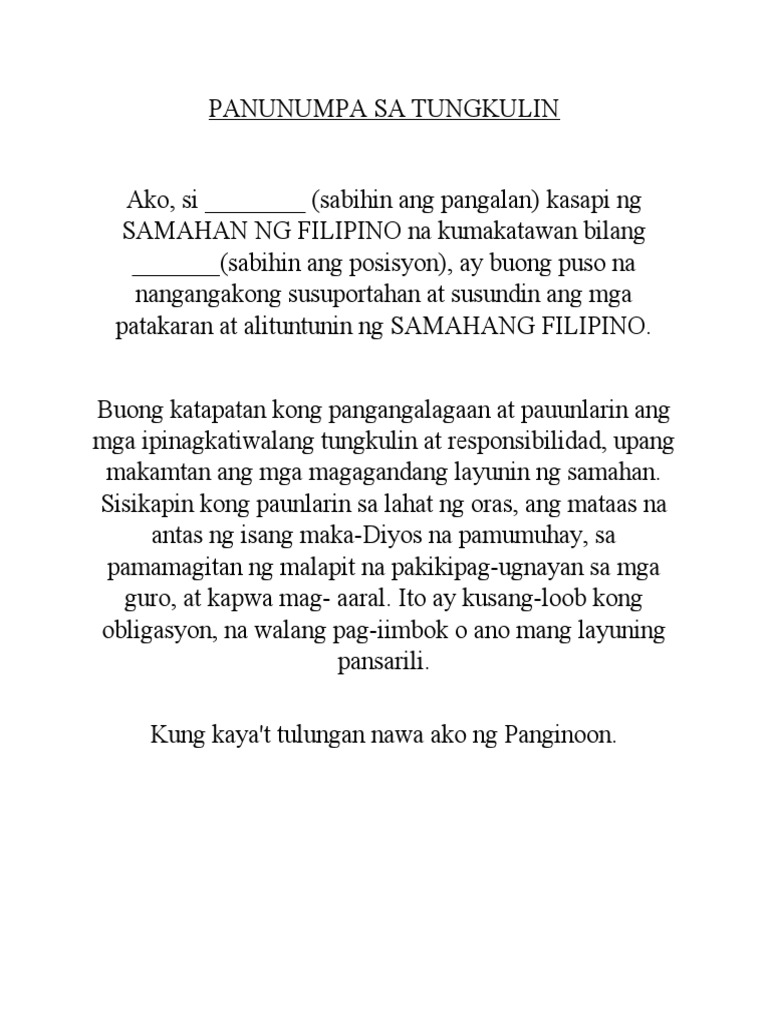 Panunumpa Sa Tungkulin | PDF