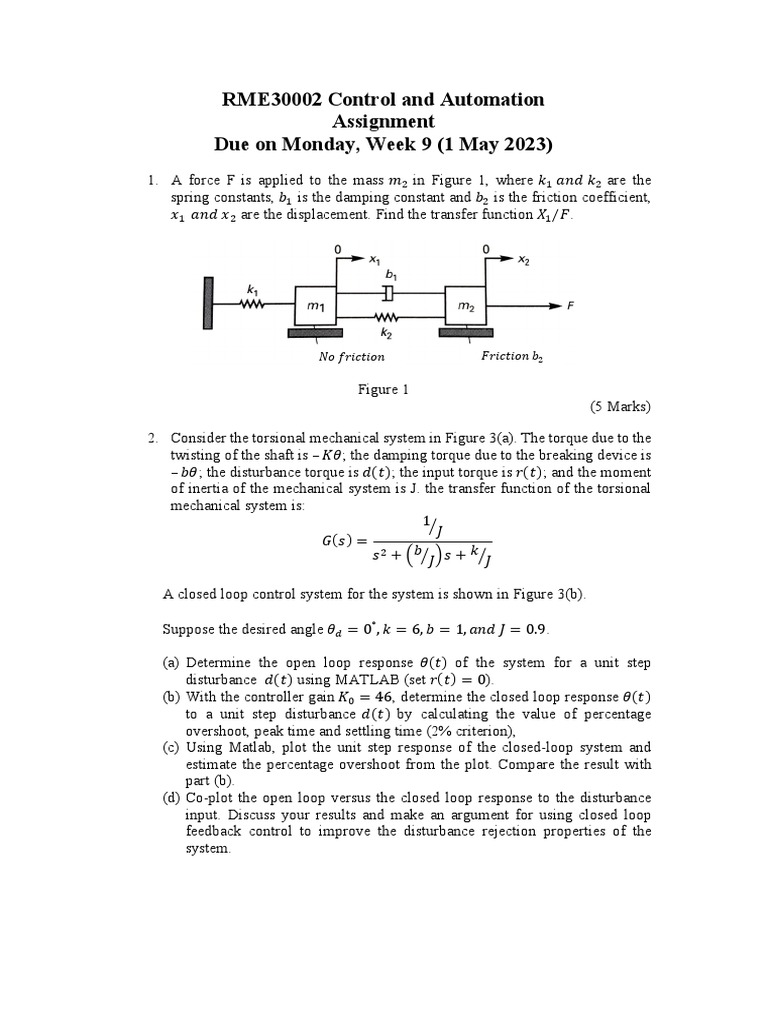 Assignment 2023-1 | PDF | Control Theory | Damping
