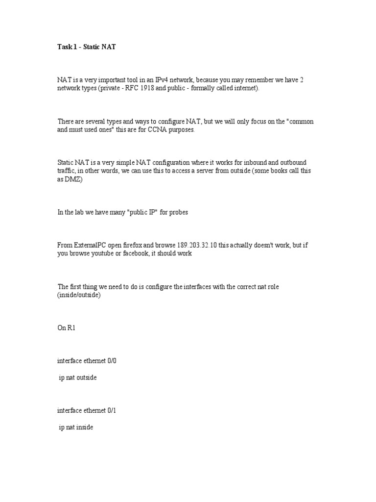 Task 1 - Static NAT.pdf | PDF