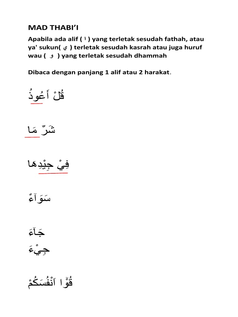 Panduan Membaca Mad Thabi’i | PDF