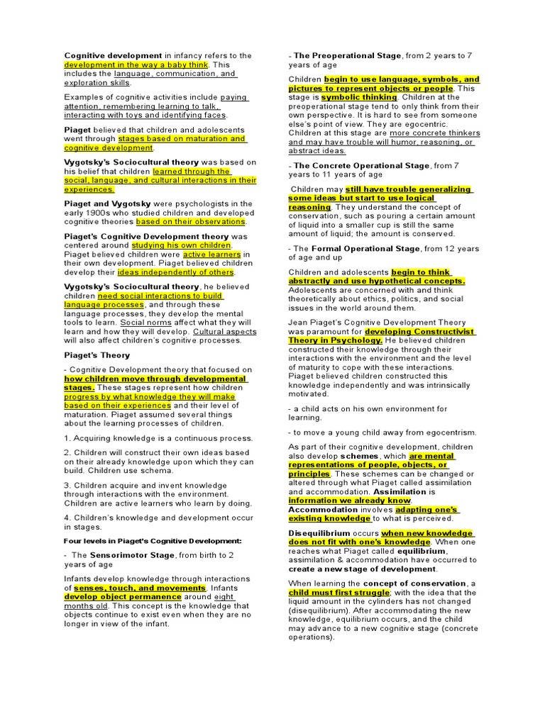 Cognitive Development in Infancy Refers To The Development in The Way A Baby Think | PDF ...