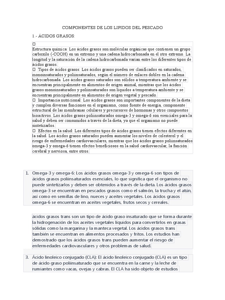 Componentes de Los Lipidos Del Pescado | PDF | Lípido | gordo