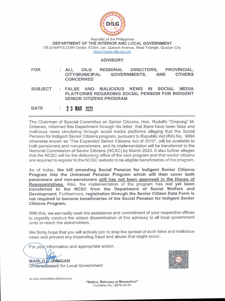 ESGD BLGD-2023-03-08-009 ADVISORY - False and Misleading News Regarding ...