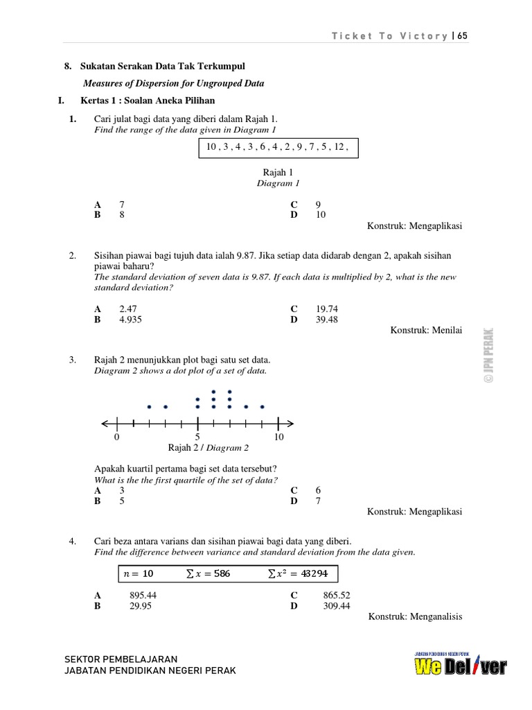 8.measures of Dispersion For Ungrouped Data Exercise | PDF