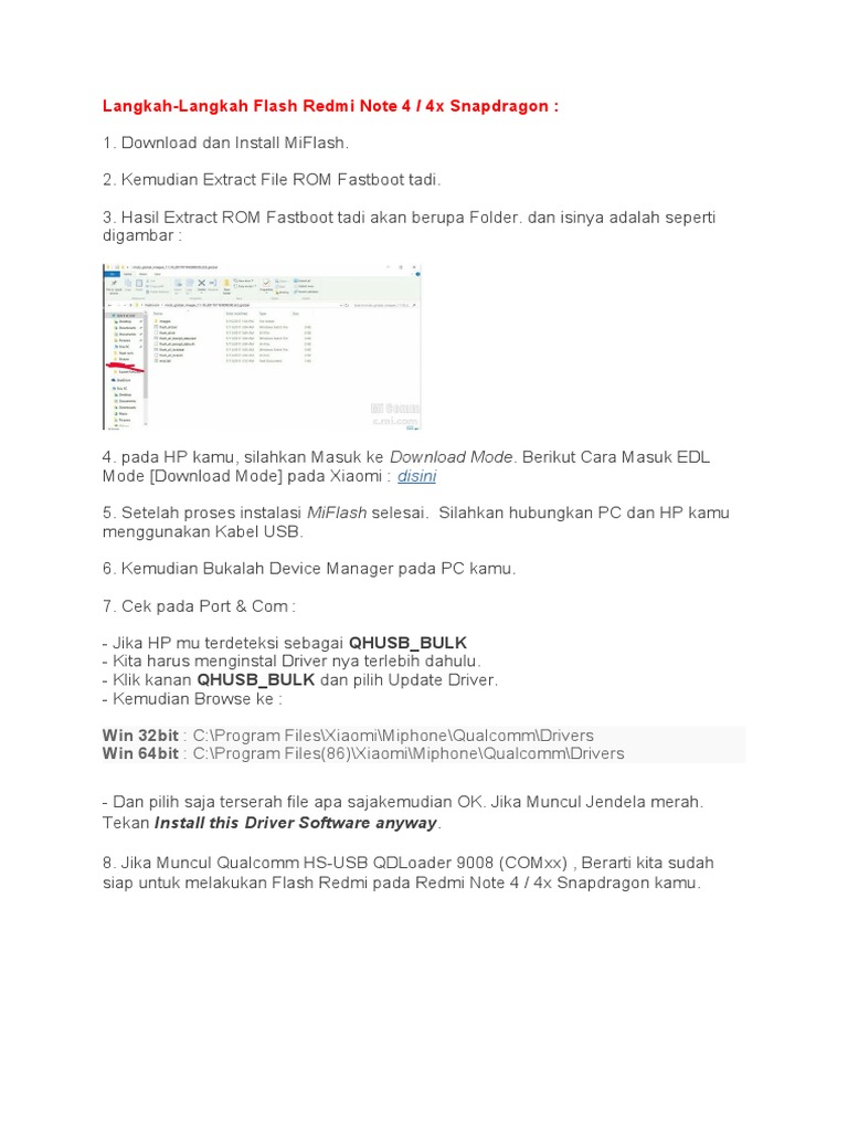 Cara Flash Redmi Note 4/4x Snapdragon | PDF | Teknologi & Rekayasa
