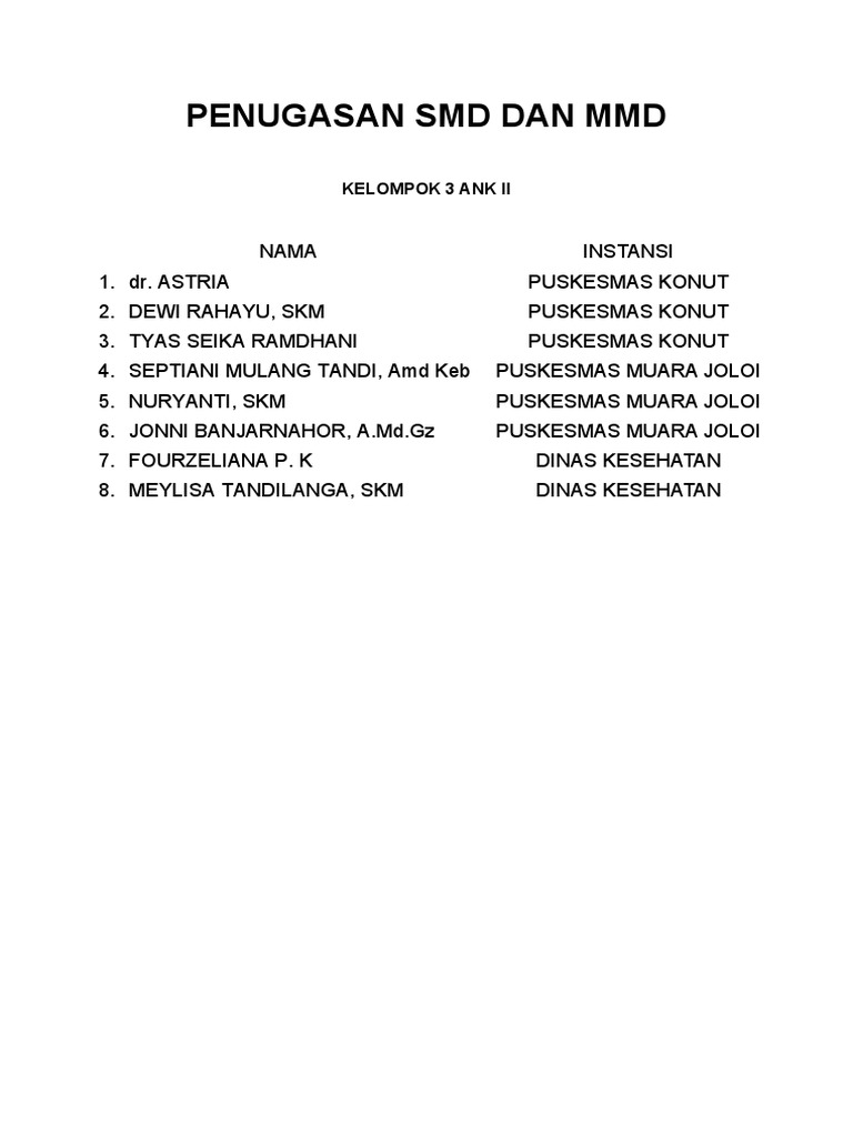 Kel 3 Ank Ii Tugas SMD Dan MMD | PDF | Kesehatan Holistik