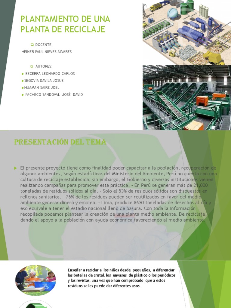 Plantamiento de Una Planta | PDF | Residuos | Reciclaje