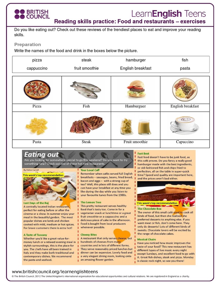 VILLAMAR ROBALINO CAMILA-READING-food - and - Restaurants-Exercises - 1 ...