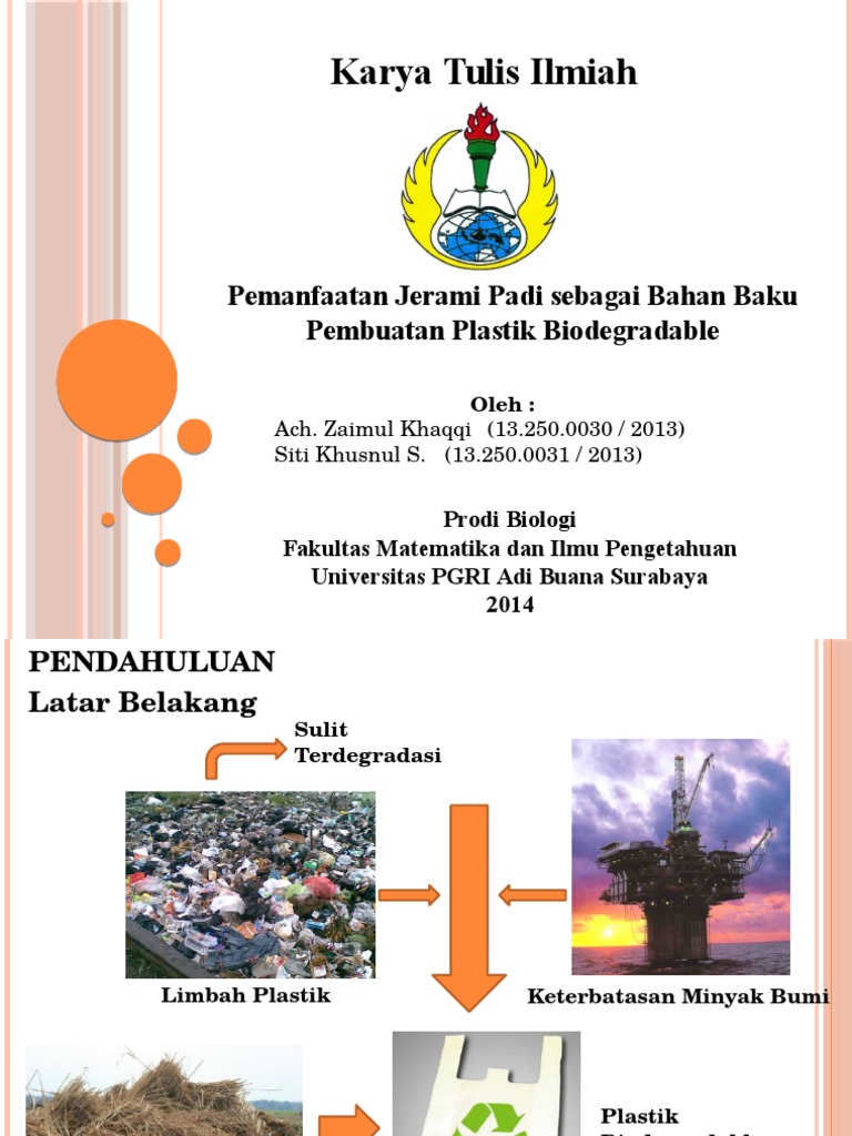 Pemanfaatan Jerami Padi Sebagai Bahan Baku Pembuatan Plastik ...